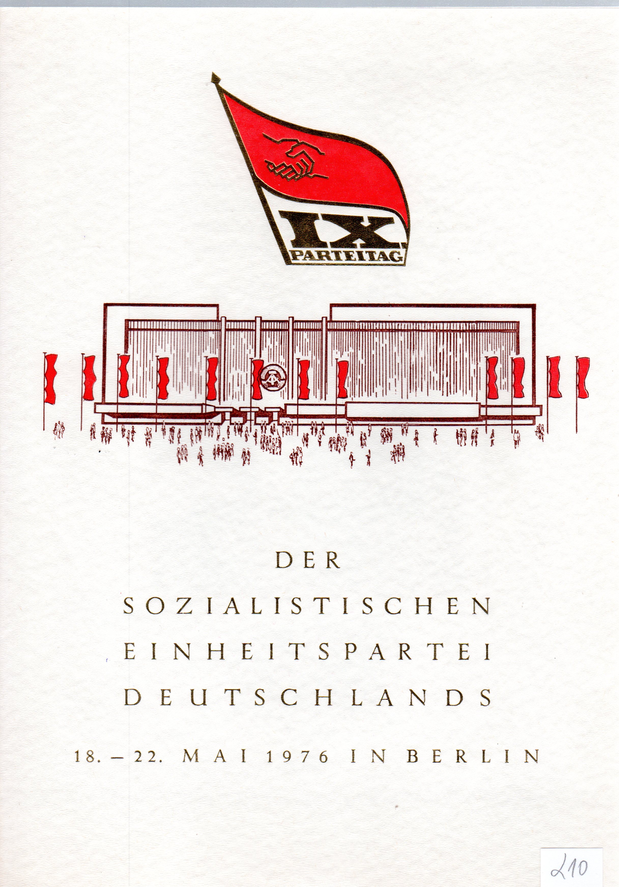 DDR-Gedenkblatt, IX. Parteitag der SED · Philatelieversand Heinemann